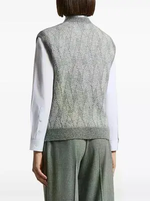 Peserico Sequin-embellished Open-knit Vest