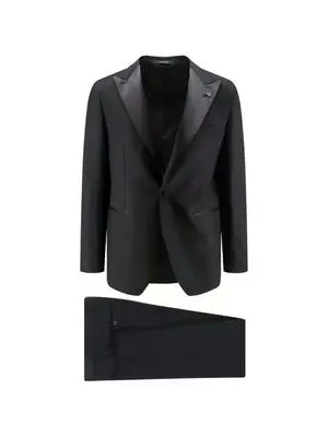 Tagliatore Satin-lapel Virgin-wool Tuxedo - Black