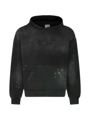 FOUND Logo-patch Paint-splatter Hoodie - Black