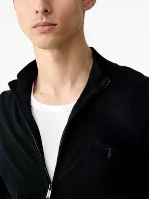 TRUSSARDI Zip-up Logo Embroidered Sweatshirt