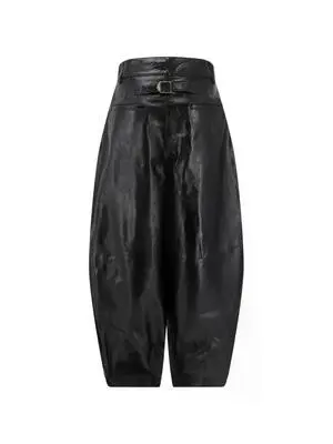 Soeur Julien Pleated Leather Trousers - Black