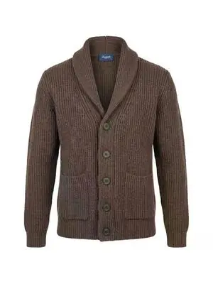 DRUMOHR Shawl-collar Ribbed Cardigan - Brown