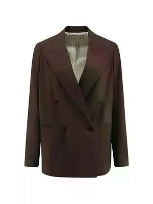 ALYSI Double-breasted Peak-lapel Blazer - Brown