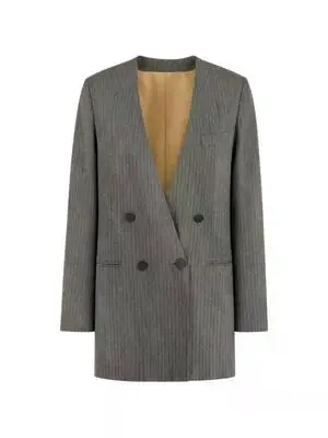 Alberta Ferretti Pinstripe Double-breasted Blazer - Grey