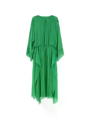 Alberta Ferretti Slit-sleeve Elasticated-waist Maxi Dress - Green
