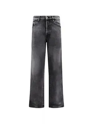 NUMERI Logo-patch Straight-leg Jeans - Black