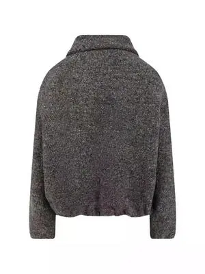 ALYSI High-collar Wool Tweed Jacket - Grey