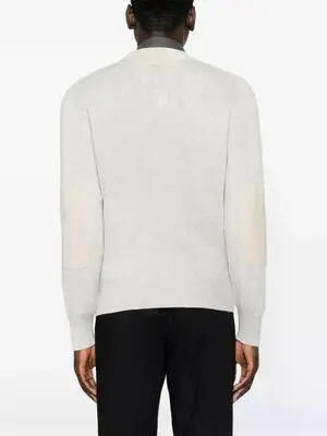 Brunello Cucinelli Crew Neck Sweater With Suede Elbow Patches
