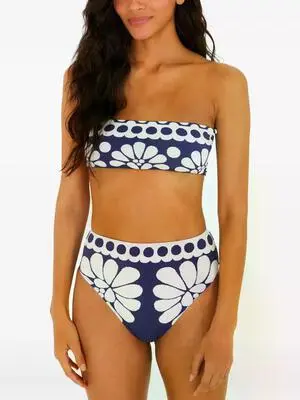 Farm Rio Palermo Floral High-waisted Bikini Bottom - Blue