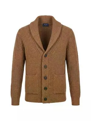 DRUMOHR Shawl-collar Ribbed Cardigan - Brown