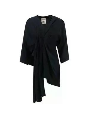 SEMICOUTURE Josie Draped Asymmetric-hem Top - Black