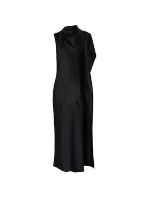 Pinko Long, One-shoulder Satin Dress - Black