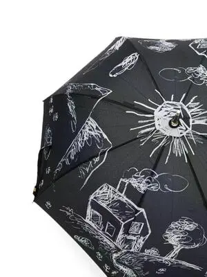 Moschino Sketch-print Curved-handle Umbrella