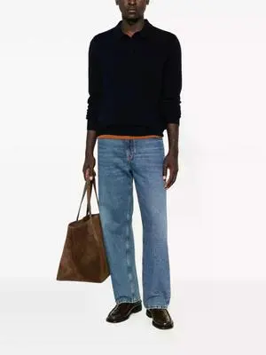 Eric Bompard Long-sleeve Cashmere Polo Shirt - Blue