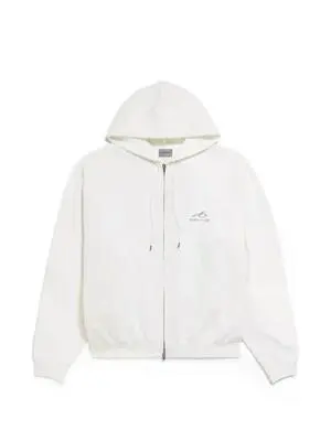 Balenciaga Logo-print Zip-up Hoodie - Neutrals