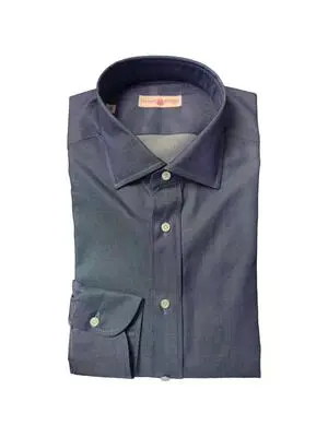 Luciano Barbera Chambray Cotton Shirt - Blue