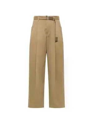 Sacai Belted Straight-leg Trousers - Neutrals