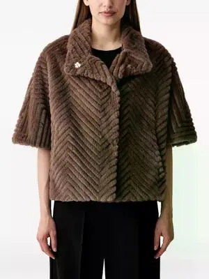 Joseph Ribkoff Chevron-pattern Faux-fur Jacket - Brown