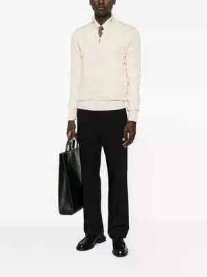 Brunello Cucinelli Quarter-zip Knitted Sweater - Neutrals