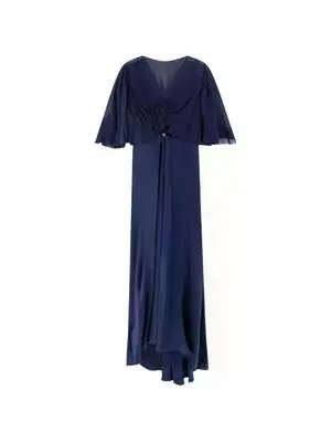 Alberta Ferretti Ruffled Satin-finish Maxi Dress - Blue