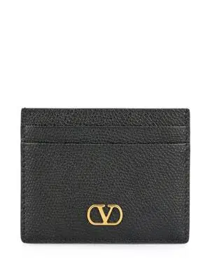 Valentino Garavani Vlogo Signature Grainy Calfskin Card Holder - Black