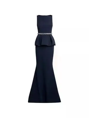 Safiyaa Carter Crystal-embellished Peplum Gown - Blue
