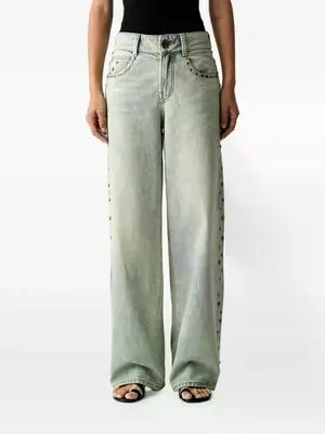 Miss Sixty Stud-embellished Wide-leg Jeans - Blue