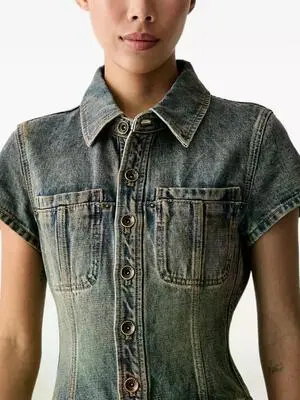 Miss Sixty Patchwork-logo Denim Playsuit