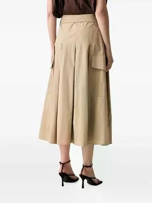 VICOLO Pleated Belted Midi Skirt