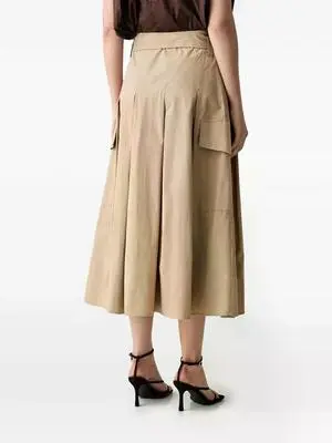 VICOLO Pleated Belted Midi Skirt