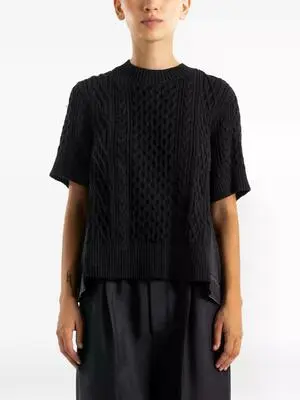 Sacai Denim-panel Sweater - Black