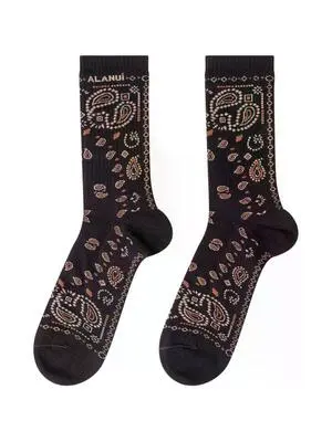 Alanui Bandana-pattern Intarsia-knit Socks