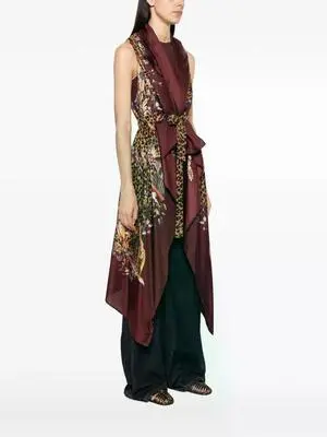 Etro Burgundy Leopard Print Asymmetric Gilet