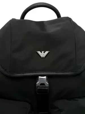 Emporio Armani Logo Plaque Buckled Backpack