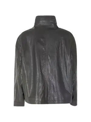 Emporio Armani Flap-pocket Leather Jacket - Grey