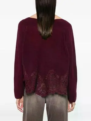 Ermanno Scervino Lace-embellished Boat-neck Sweater - Red