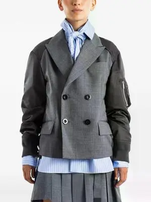 Sacai Double-breasted Hybrid Jacket - Grey
