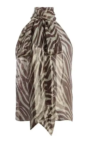 Françoise Silk-blend Zebra Halter Top