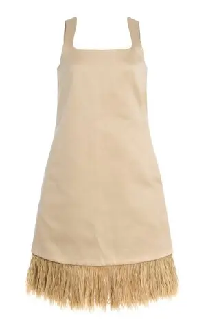 BY MALENE BIRGER Elva Feather-trimmed Mini Dress - Neutral