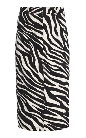 Françoise Tina Zebra-print Cotton Midi Skirt - Black,white