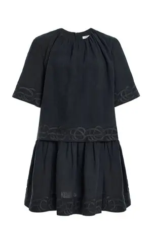 BY MALENE BIRGER Jania Tiered Linen Mini Dress - Black