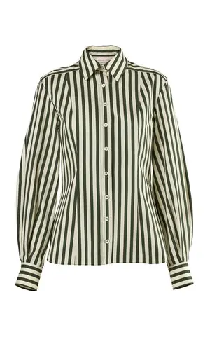 CAROLINA HERRERA Carolina Herrera Cotton-Blend Striped Button-Down Shirt