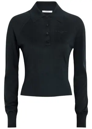 Givenchy Logo-embroidered Cotton And Silk-blend Polo Top