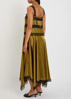 GANNI Lace-trim Satin Midi Slip Dress