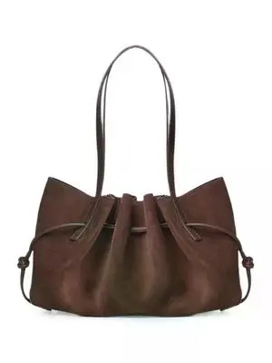 Yuzefi Scallop Ruched-suede Shoulder Bag - Brown