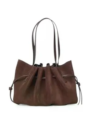 Yuzefi Scallop Ruched-suede Shoulder Bag