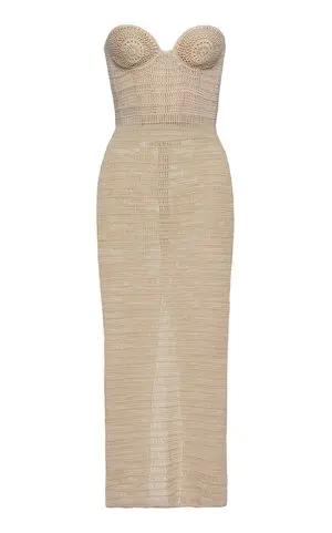 Magda Butrym Strapless Crocheted Cotton Midi Dress - Ivory