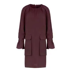 CONQUISTA Burgundy Pocket Detail Tencel Dress - Red