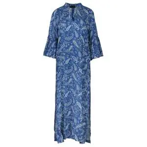 CONQUISTA Long Kaftan Style Paisley Dress - Blue