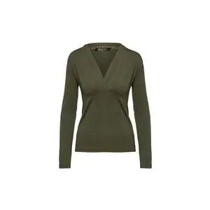 CONQUISTA Long Sleeve Faux Wrap Top In Stretch Jersey - Yellow